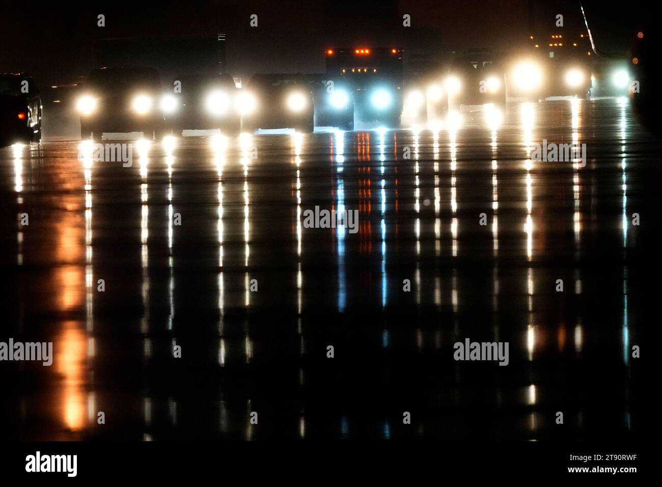 The motorcade of President Joe Biden arrives at Andrews Air Force Base ...