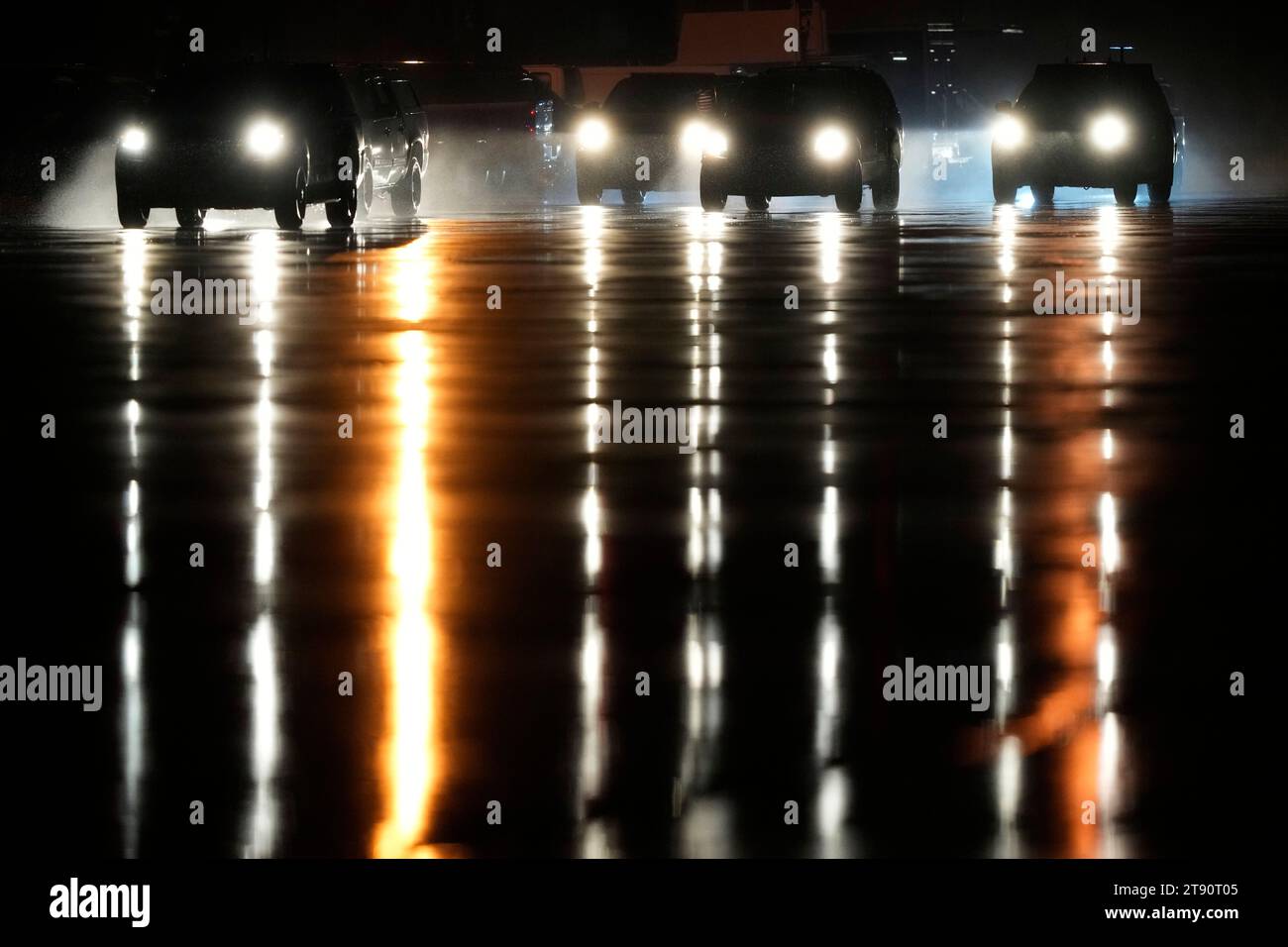 The motorcade of President Joe Biden arrives at Andrews Air Force Base ...