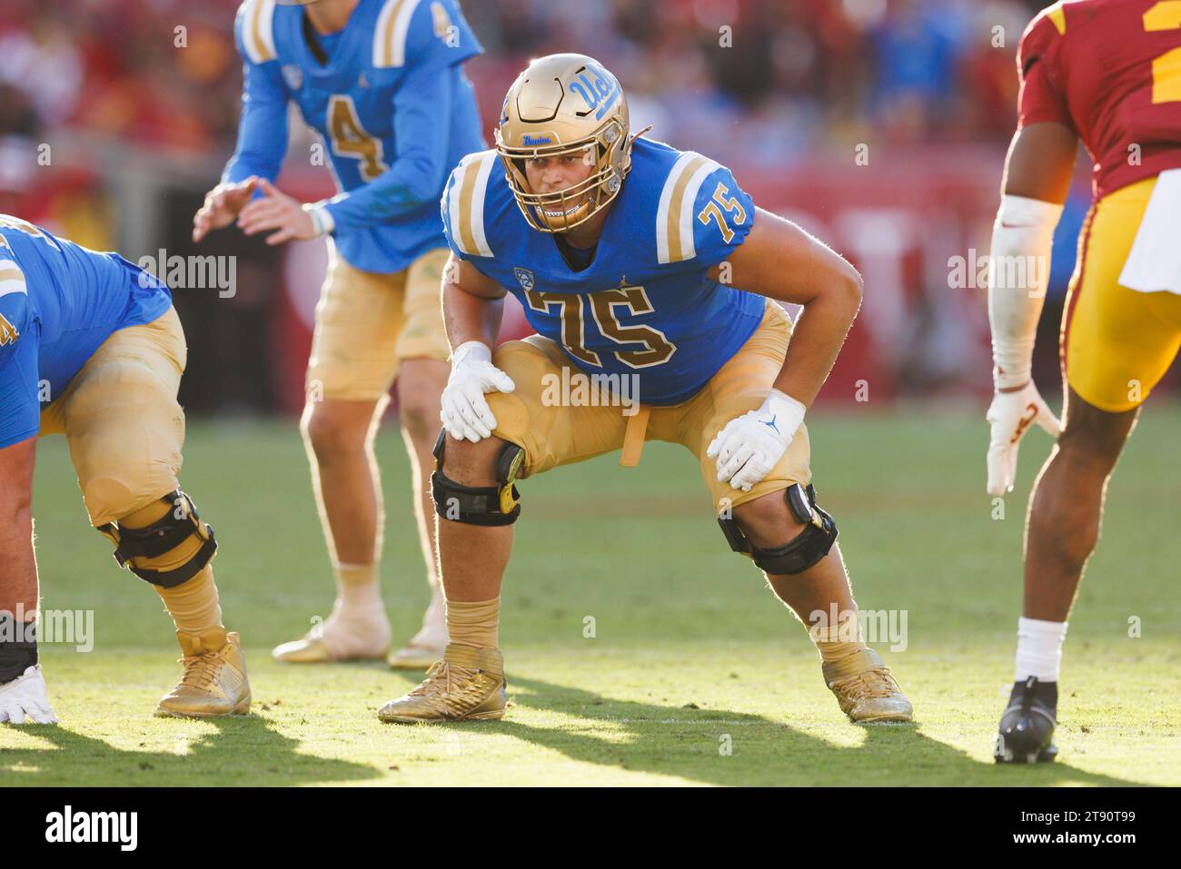 UCLA Bruins offensive lineman Garrett DiGiorgio (72) in an offensive ...