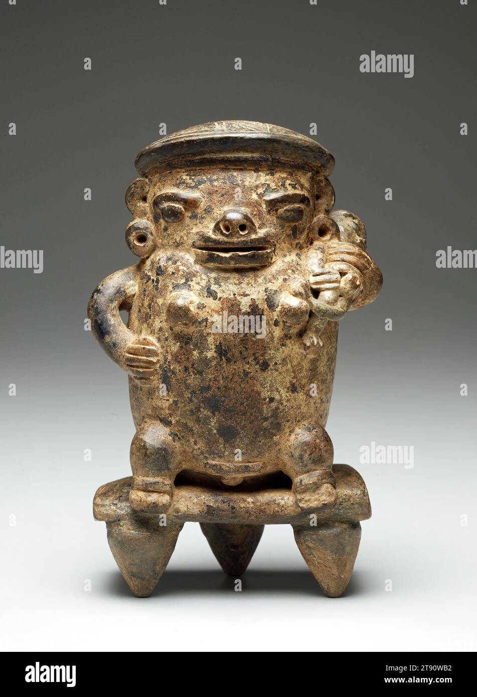 Figure, c. 300-799 CE, 6 1/2 x 3 1/2 in. (16.51 x 8.89 cm), Clay ...