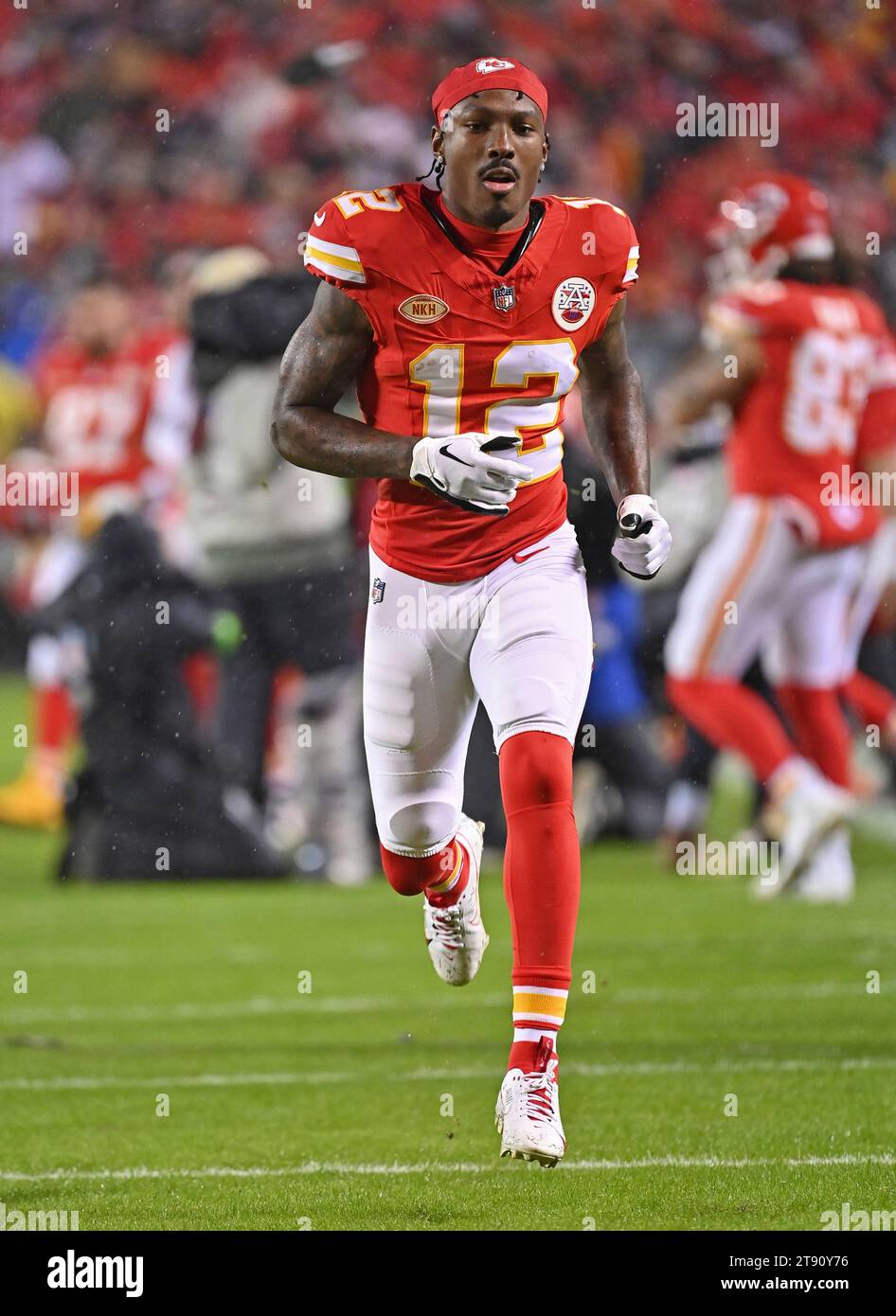 Kansas City Chiefs wide receiver Mecole Hardman Jr. (12) warms up ...