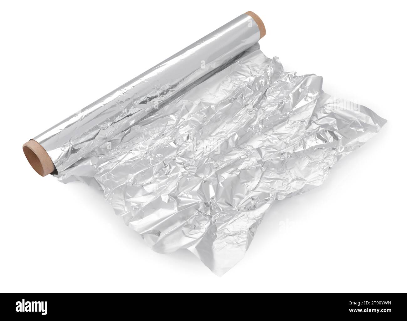 Roll of aluminum foil isolated on white Stock Photo - Alamy