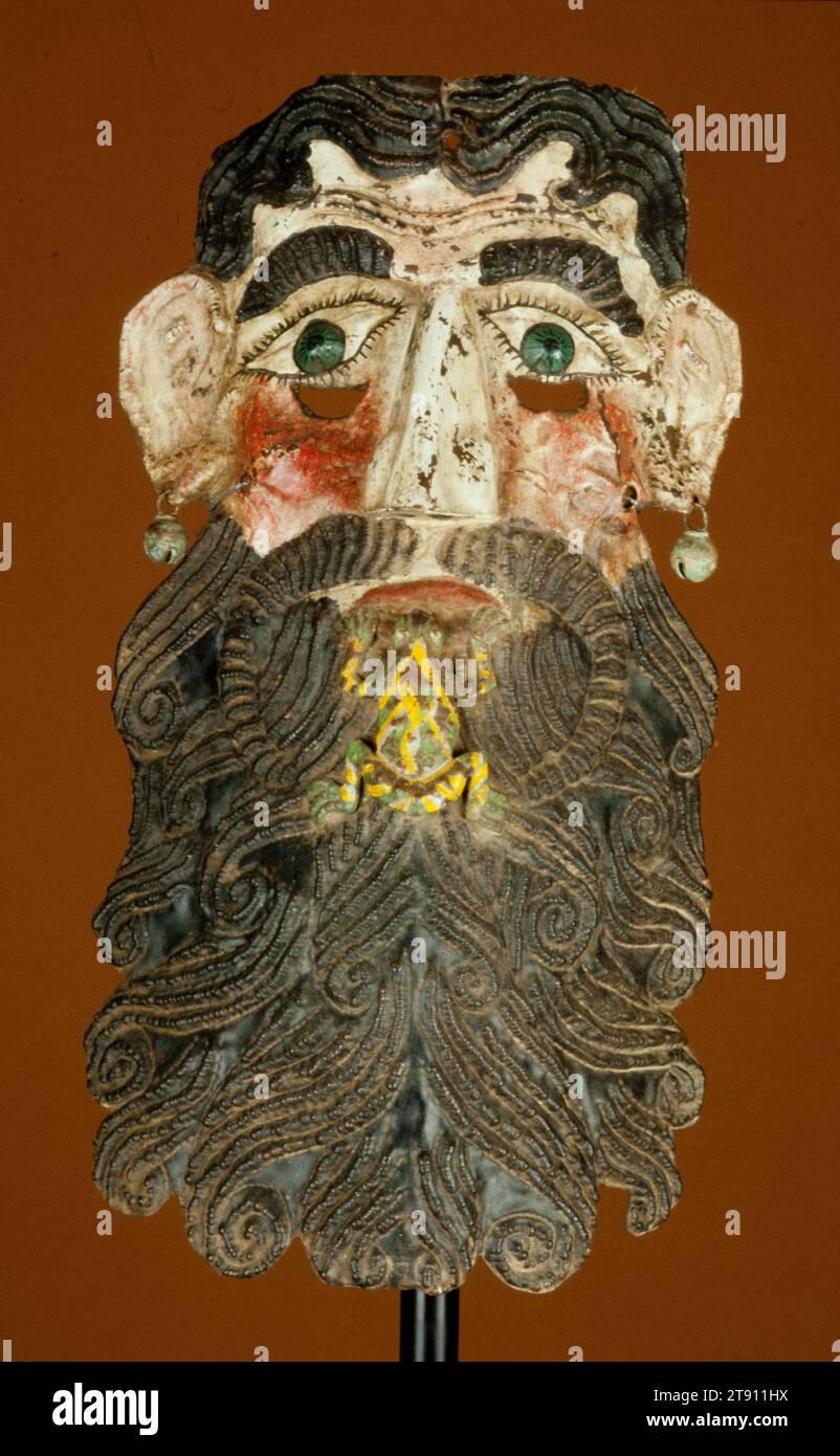 Mask, human face with frog in beard, 20th century, 20 x 10 1/2 in. (50. ...