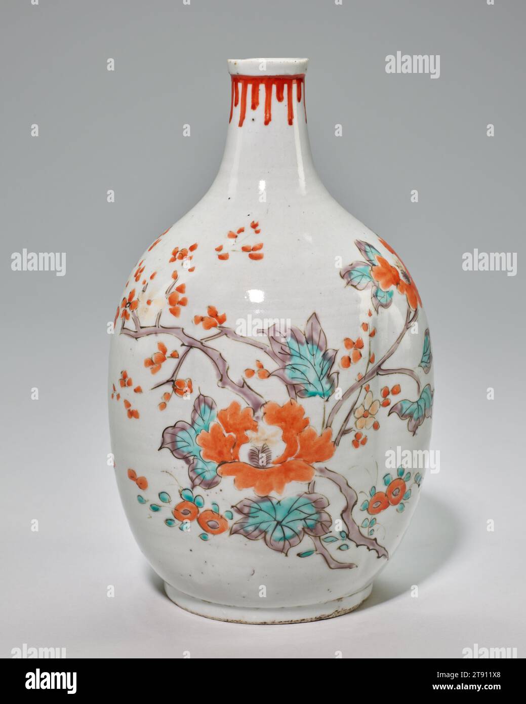 Bottle with design of peonies, 17th century, Unknown Japanese, 9 1/4 in ...