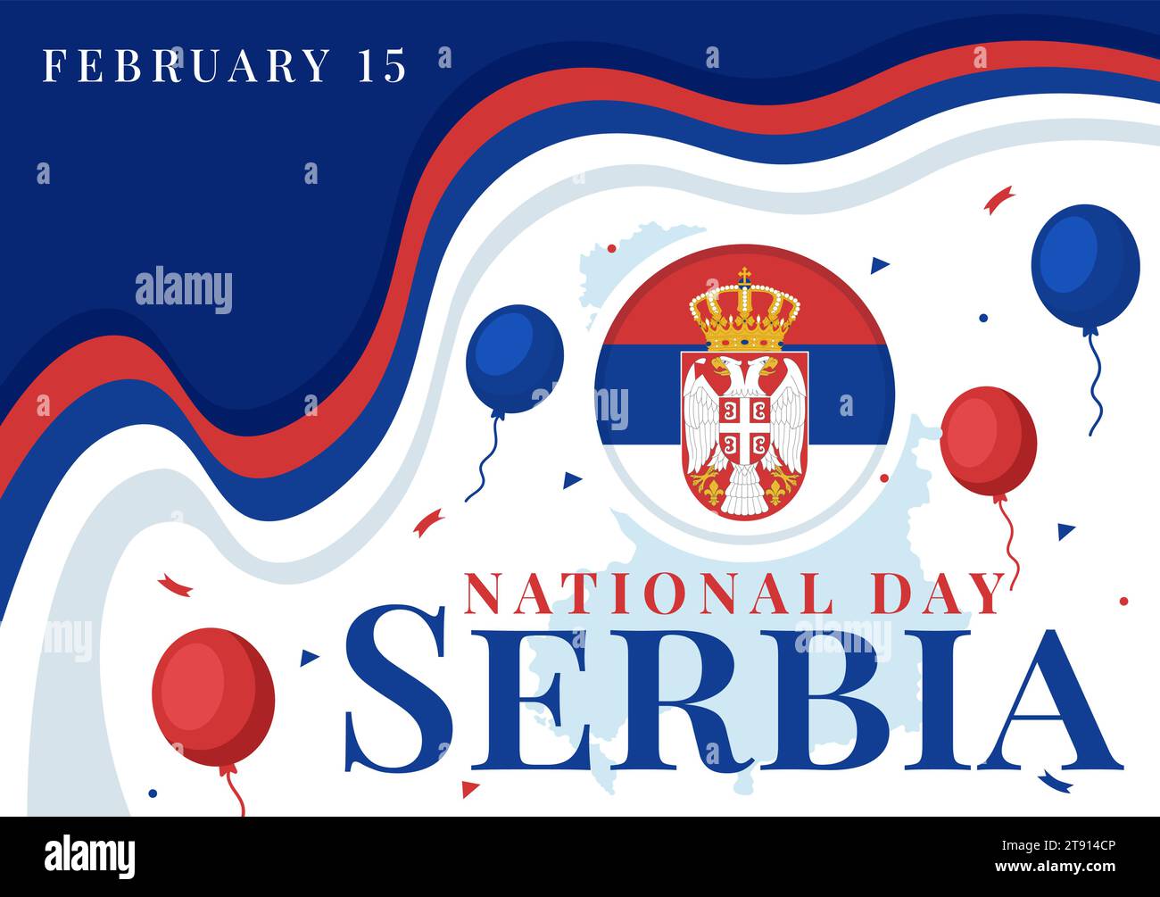 Serbia National Day Vector Illustration on 15 February with Waving Flag ...