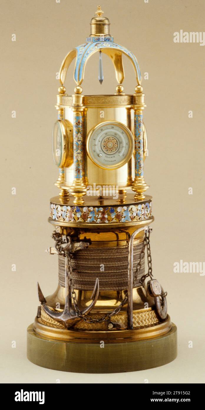 Combination Clock-Compass-Thermometer-Barometer, 19th century, 20 3/4in ...