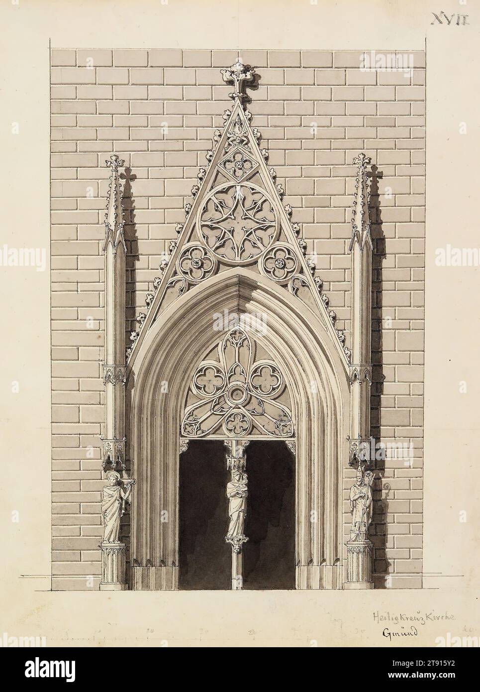 Gothic Doorway with Statuary, c. 1830, Karl Ludwig Wilhelm von Zanth ...