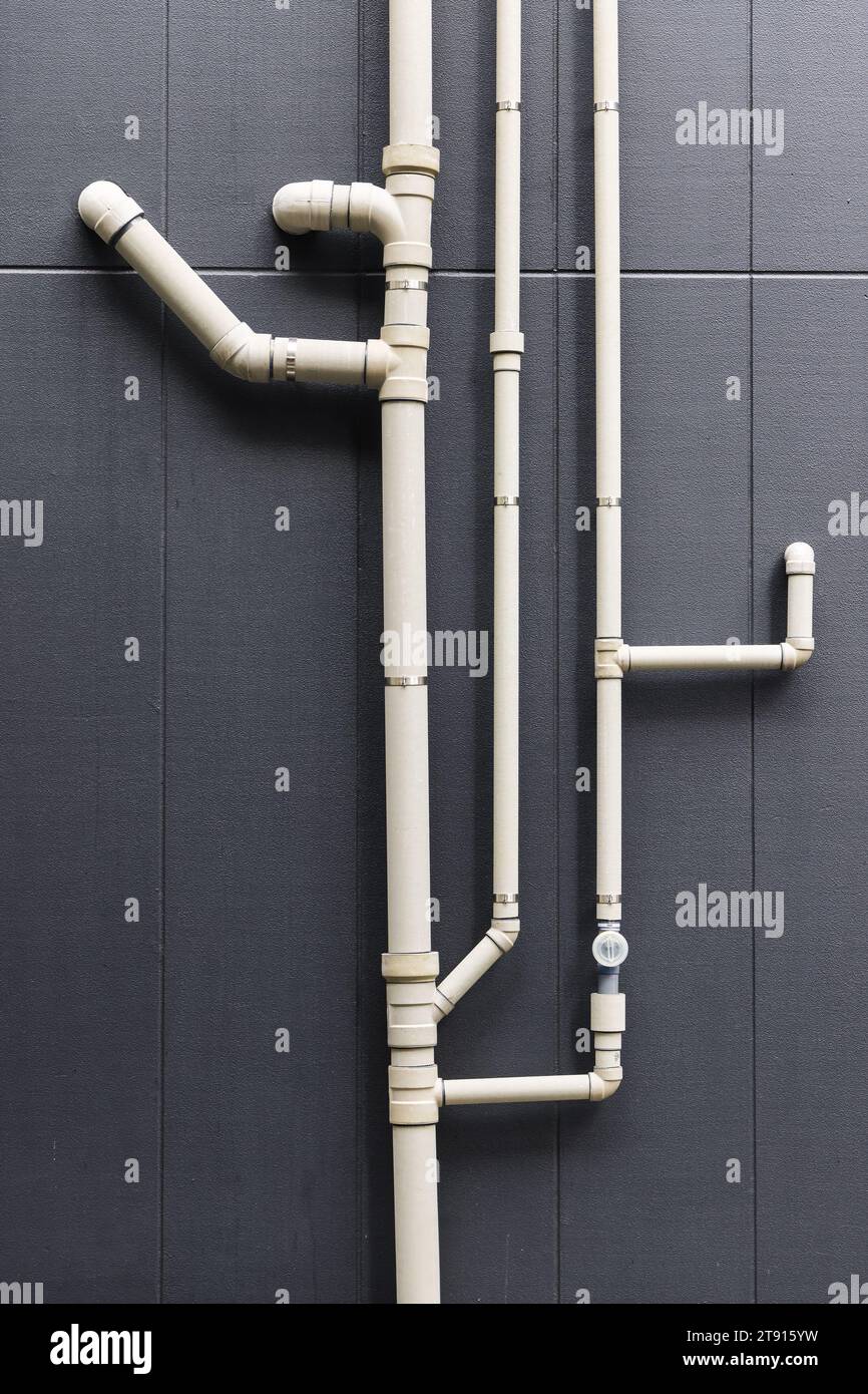 picture of external sewage pipes at the facade of a Japanese ...