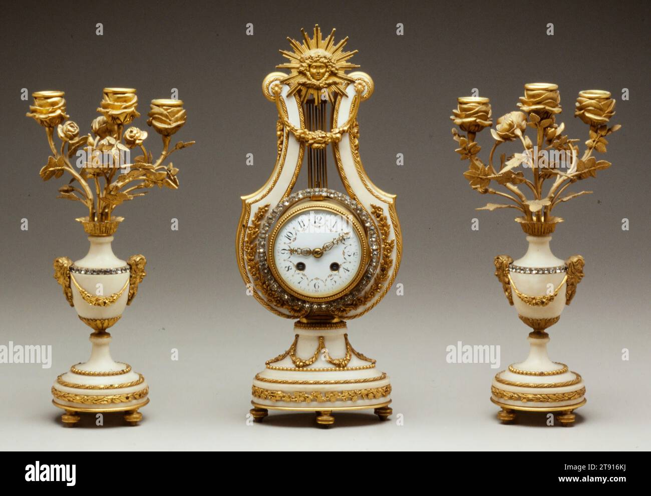 Candlestick from a three-piece Clock Garniture, c. 1860, 12 x 6 in. (30 ...