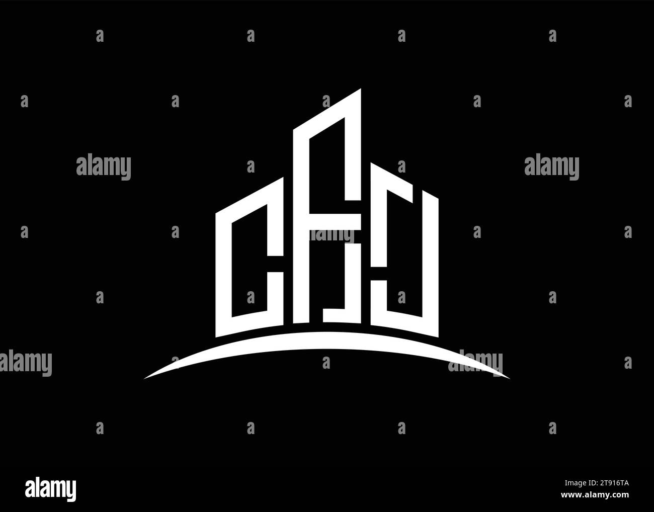 Letter CFJ building vector monogram logo design template. Building ...
