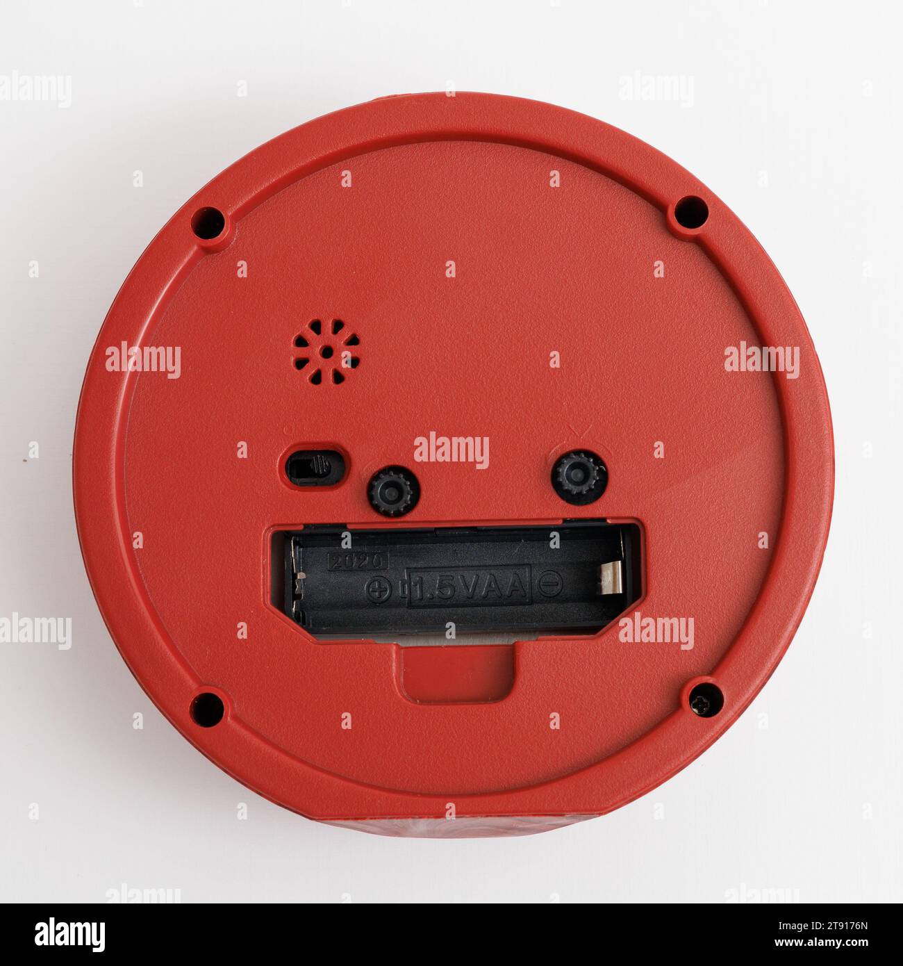The Back Of An Analog Desk Clock Analog Clock Battery Slot Top View