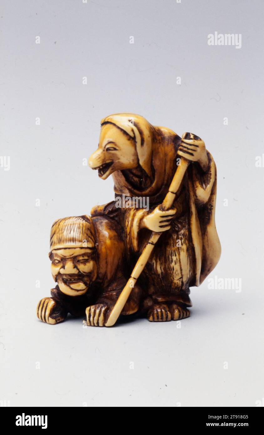 Netsuke fox woman and man, early 19th century, Unknown Japanese, 1 3/4 ...