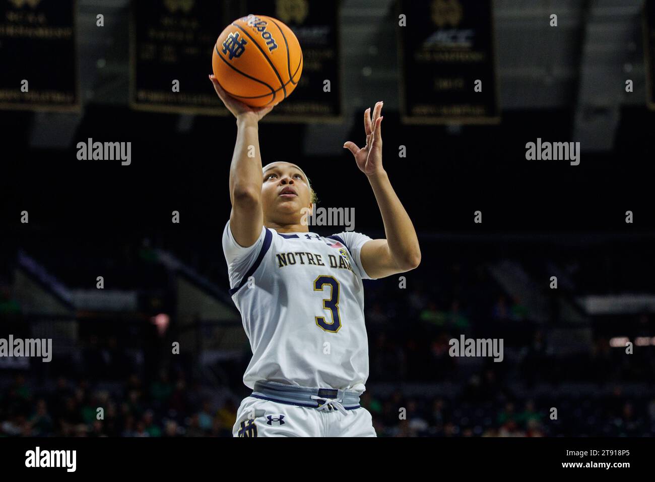 USA. 21st Nov, 2023. November 21, 2023: Notre Dame guard Hannah Hidalgo (3) goes up for a shot ...