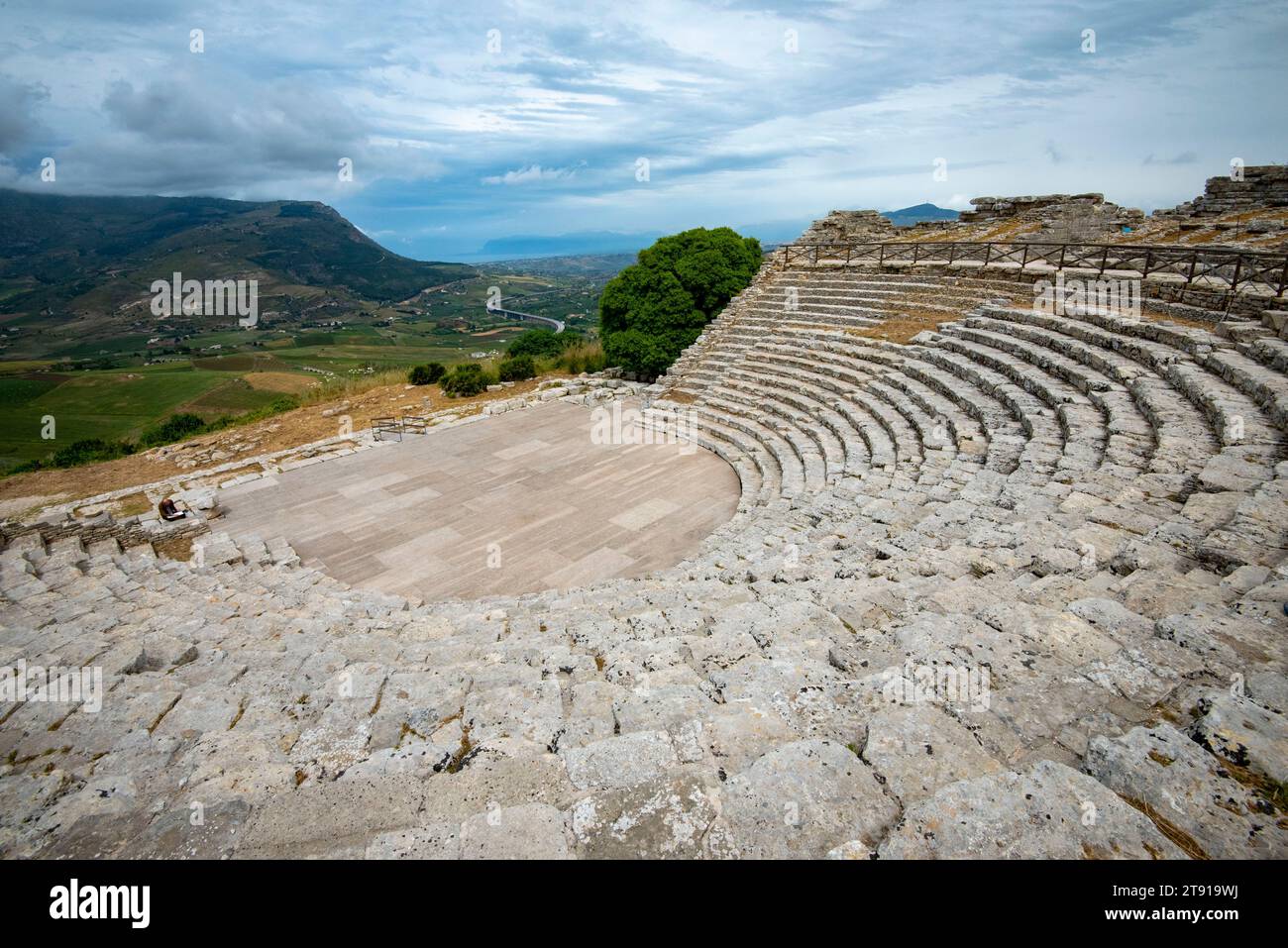 Theater of Segesta in Archaeological Park - Sicily - Italy Stock Photo ...