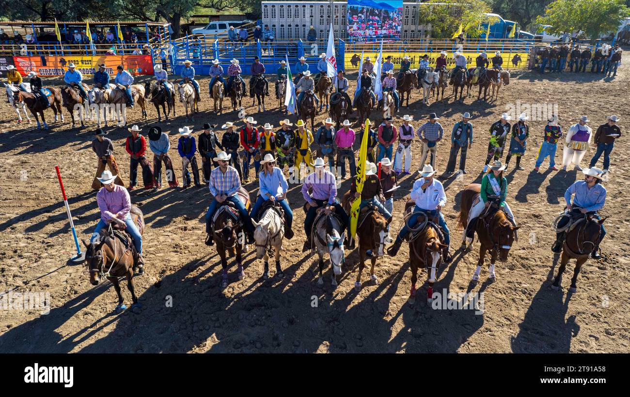General aerial view of the rodeo arena. third competition date of the ...
