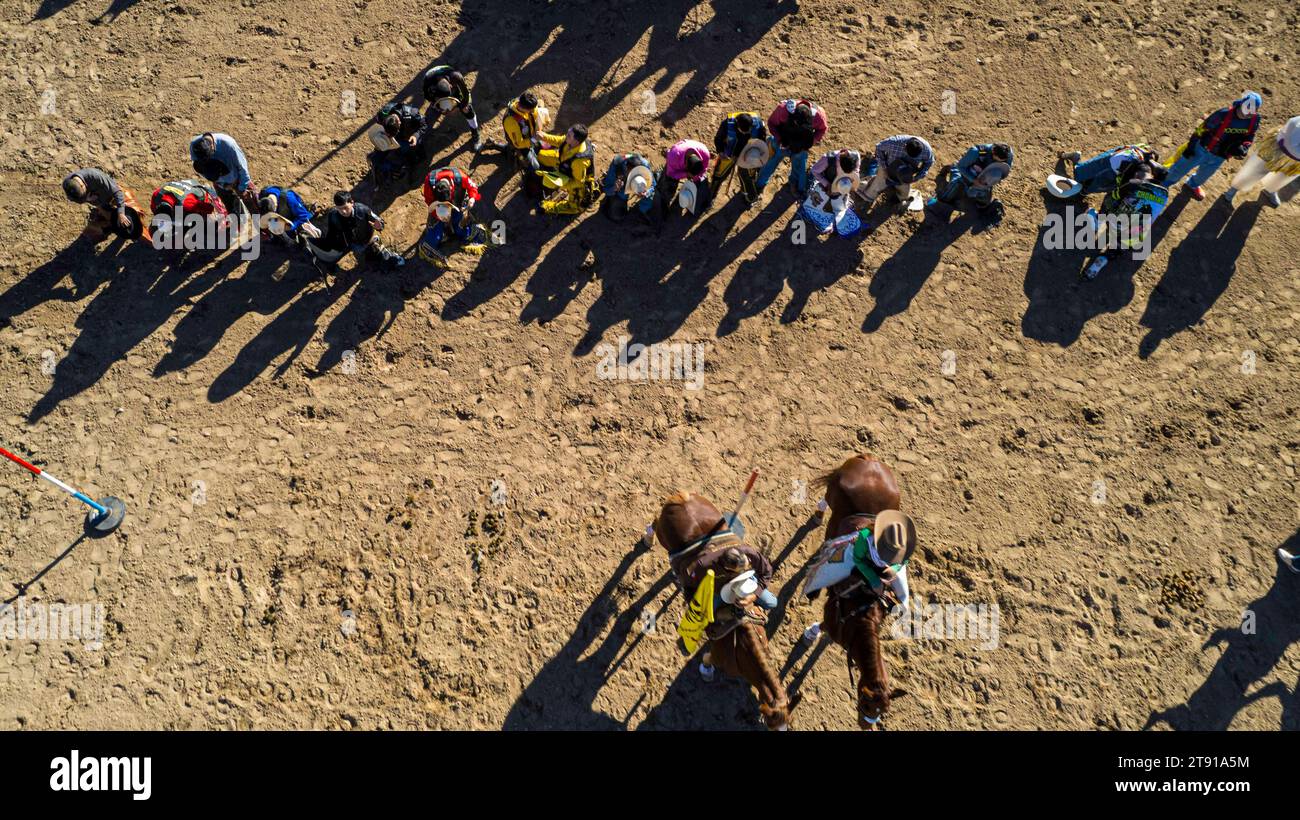 General aerial view of the rodeo arena. third competition date of the ...