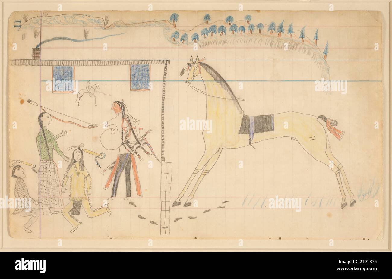 Counting Coup, c. 1880, attributed to Big Cloud, Tsistsistas (Cheyenne ...