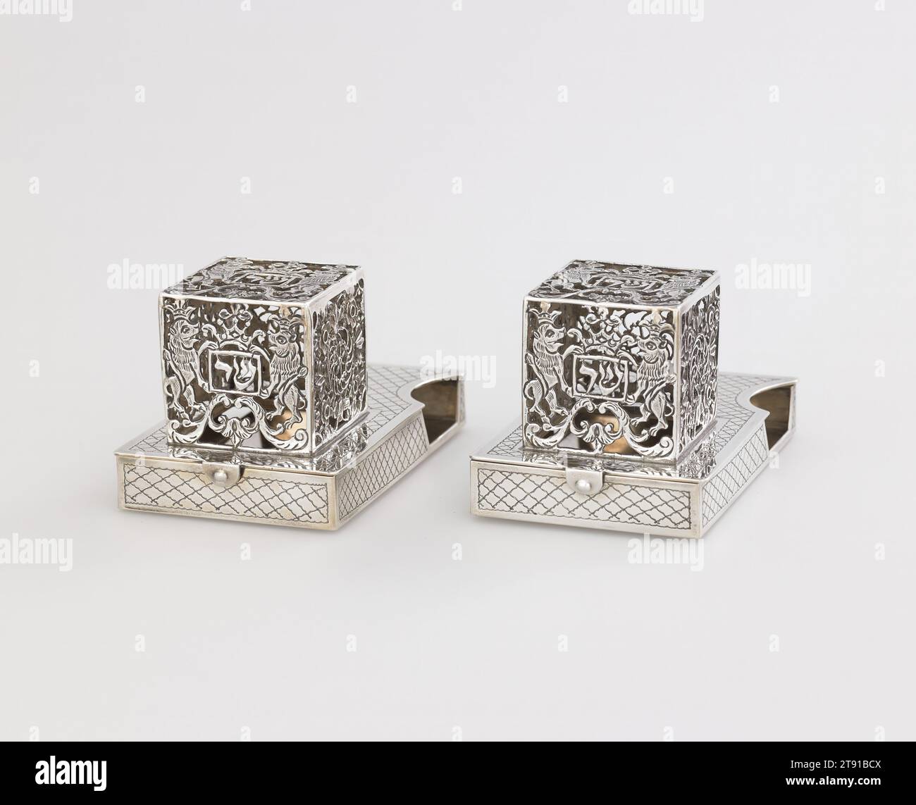 Tefillin (prayer container) box (one of a pair), early 20th century, 2 ...