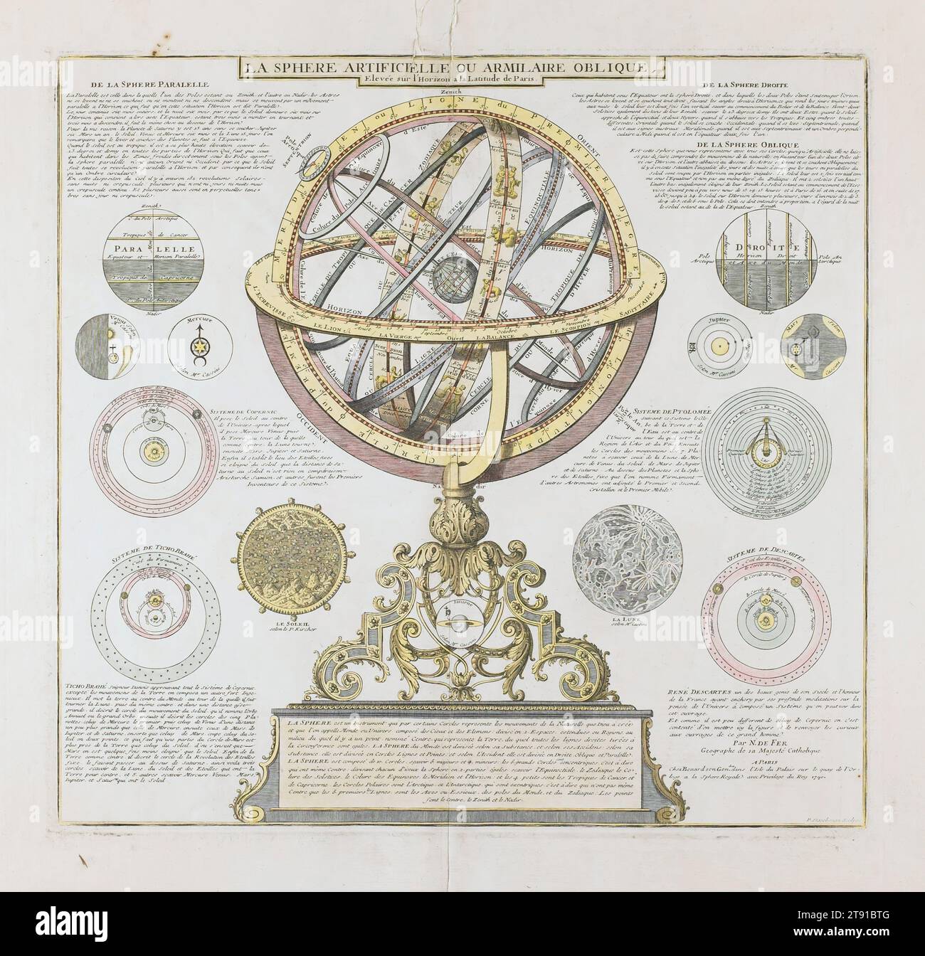 The Artificial or Oblique Armillary Sphere, 1740, Nicolas de Fer (after ...