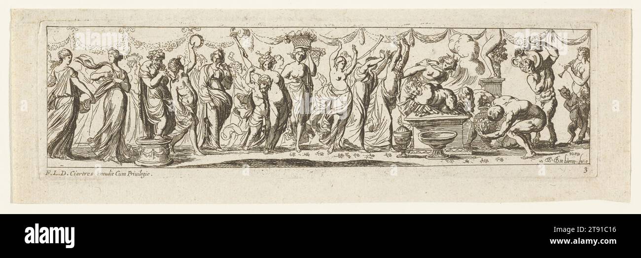 Bacchanale, 17th century, Pierre Brebiette, French, 1598 - 1650, 2 7/8 ...