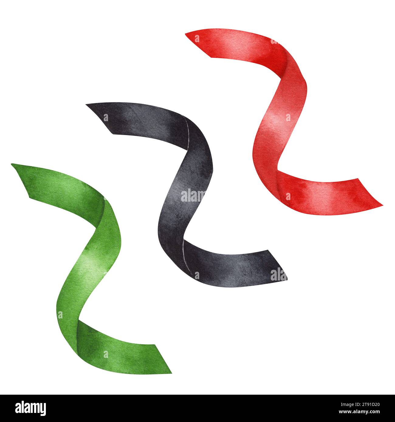 Party streamers serpentine, ribbons set colors: red, green, black ...