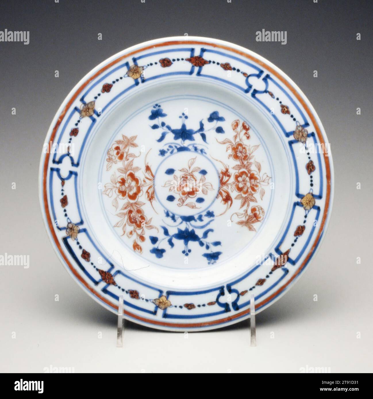Imari Plate, c. 1715, 7/8 x 8 3/8 in. (2.22 x 21.27 cm), Porcelain with ...
