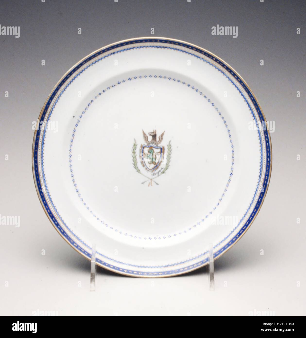 Dessert plate with arms of Morgan, c. 1785, 1 x 7 1/2 in. (2.54 x 19.05 ...