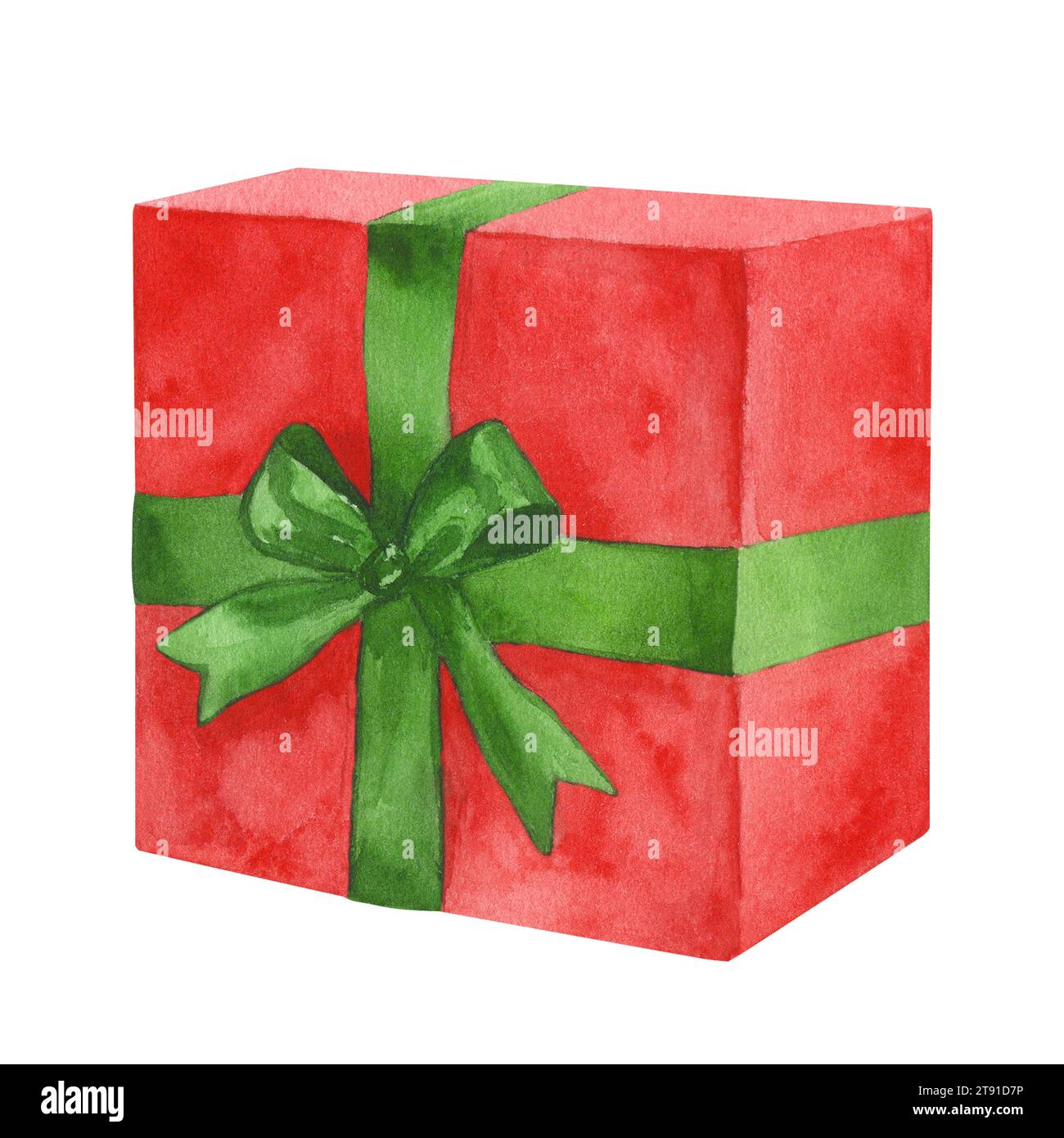 Gift red box with green satin ribbon. Kwanzaa holiday, Christmas, New ...