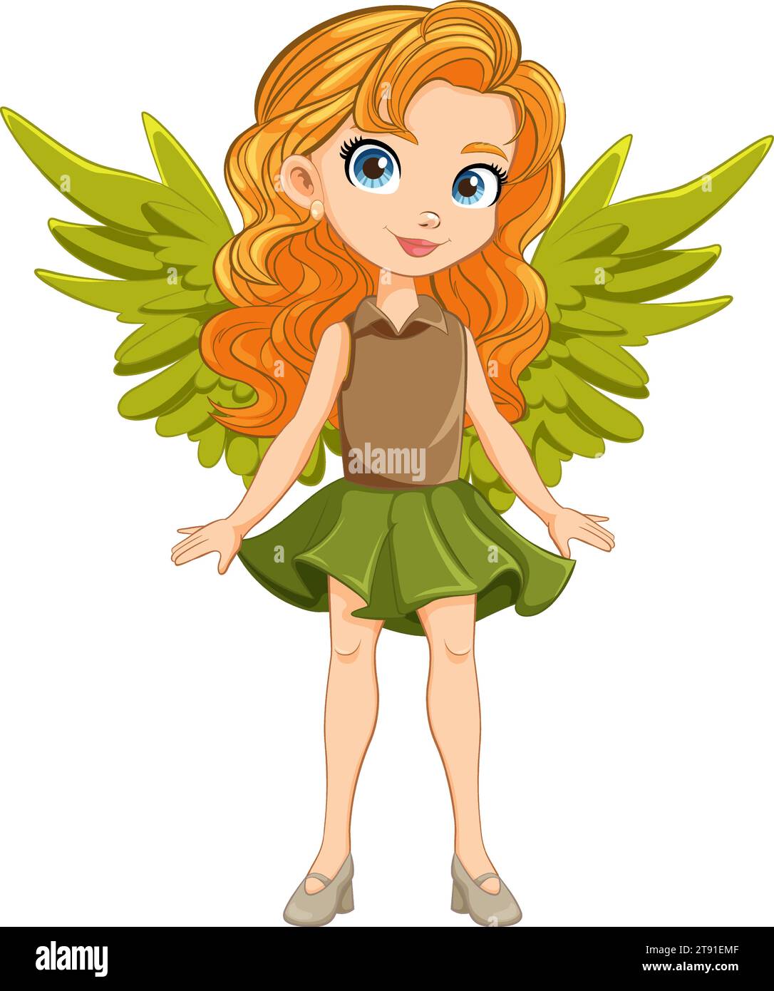 A charming vector illustration of a girl with wings Stock Vector Image ...