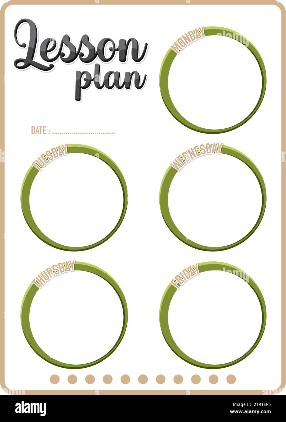 A vector cartoon illustration of a weekly lesson plan Stock Vector ...