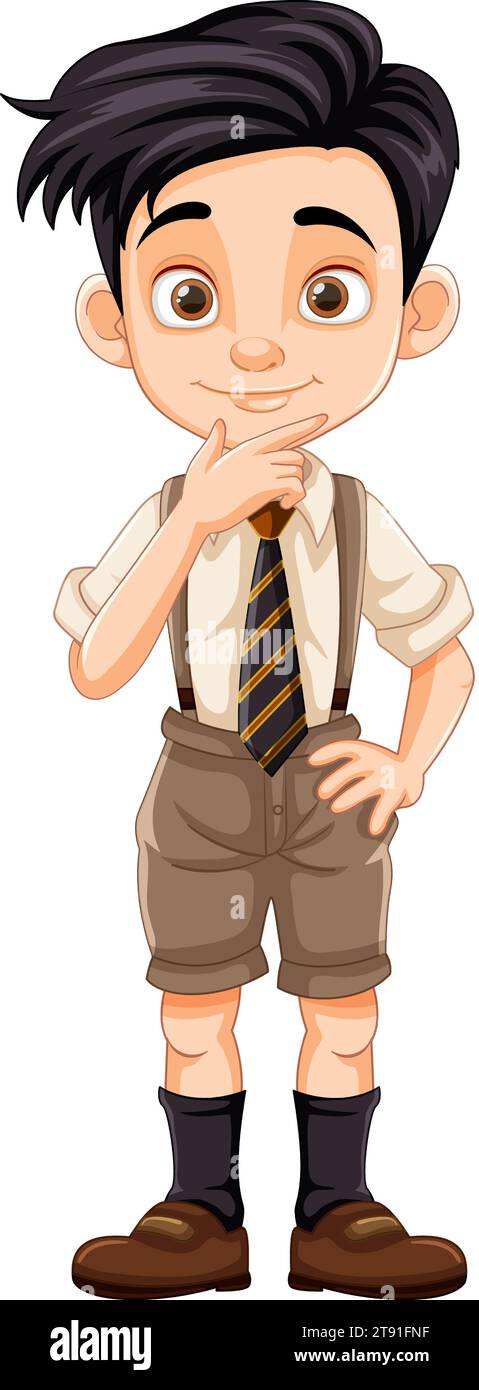 A charming young boy wearing a uniform in a cartoon illustration Stock ...