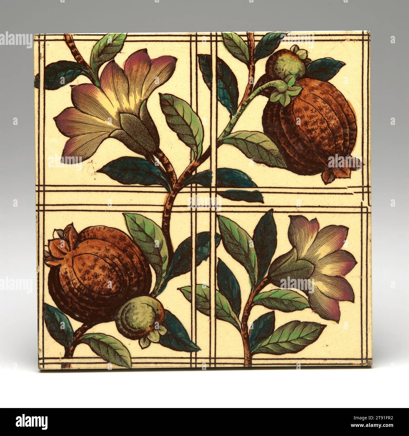 Tile with pomegranate design, c. 1875, Minton and Company, Stoke-on ...