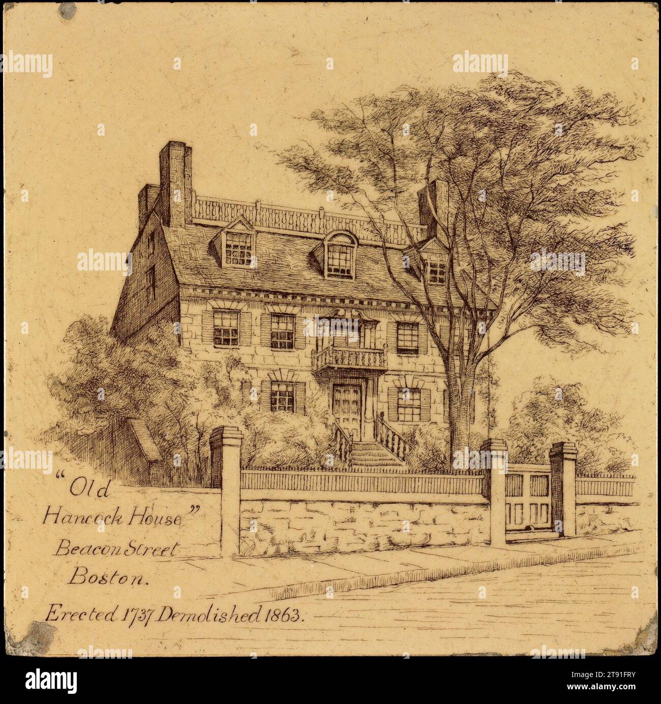 Old Hancock House' tile, c. 1875, Minton and Company, Stoke-on-Trent ...