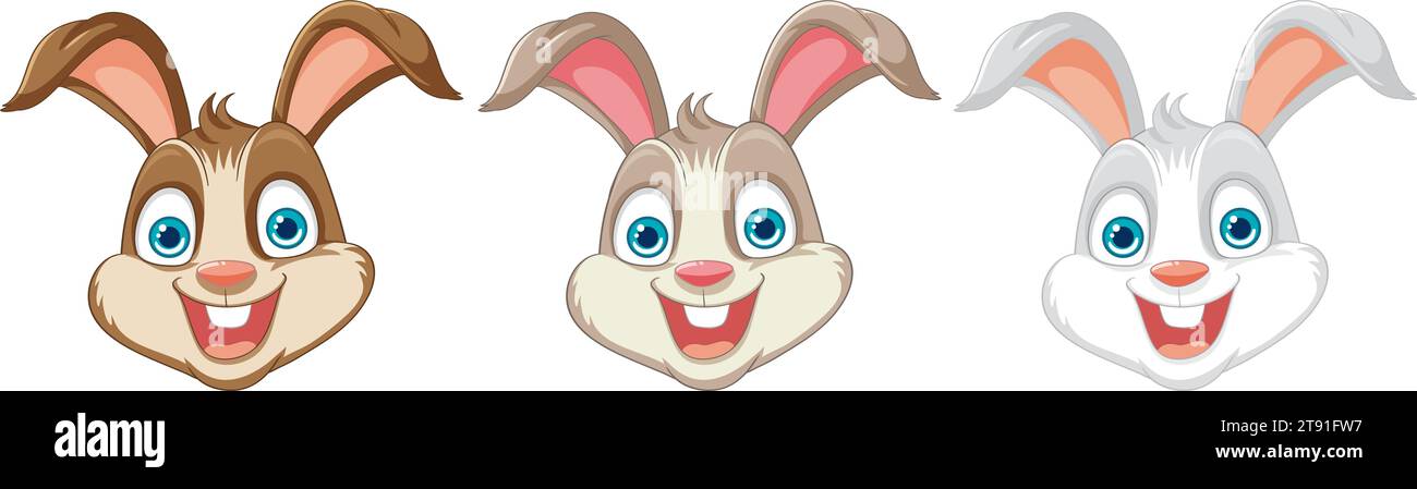 A vibrant and joyful vector illustration of a rabbit's head Stock ...