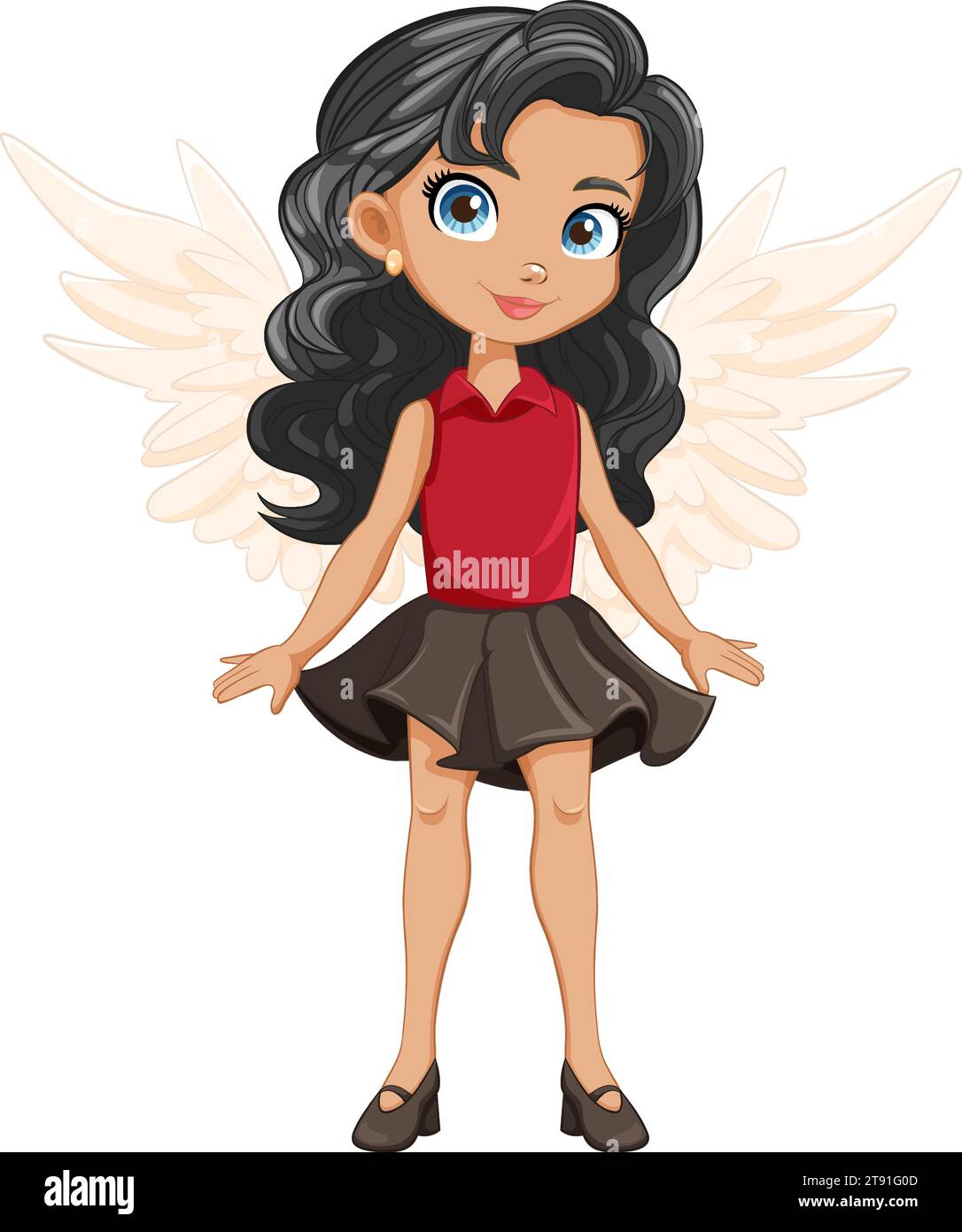 A charming vector illustration of a girl with wings Stock Vector Image ...