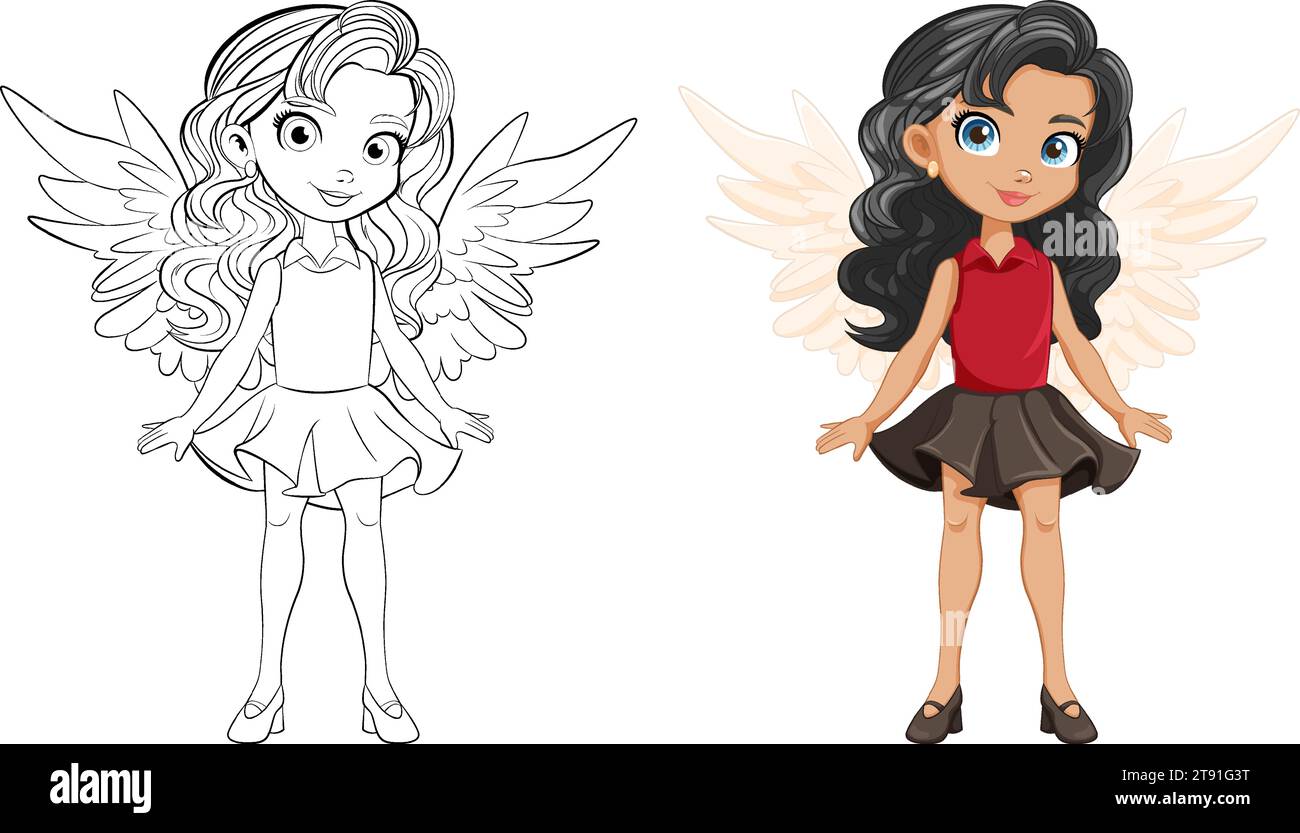 A stunning cartoon character with wings for coloring pages Stock Vector ...