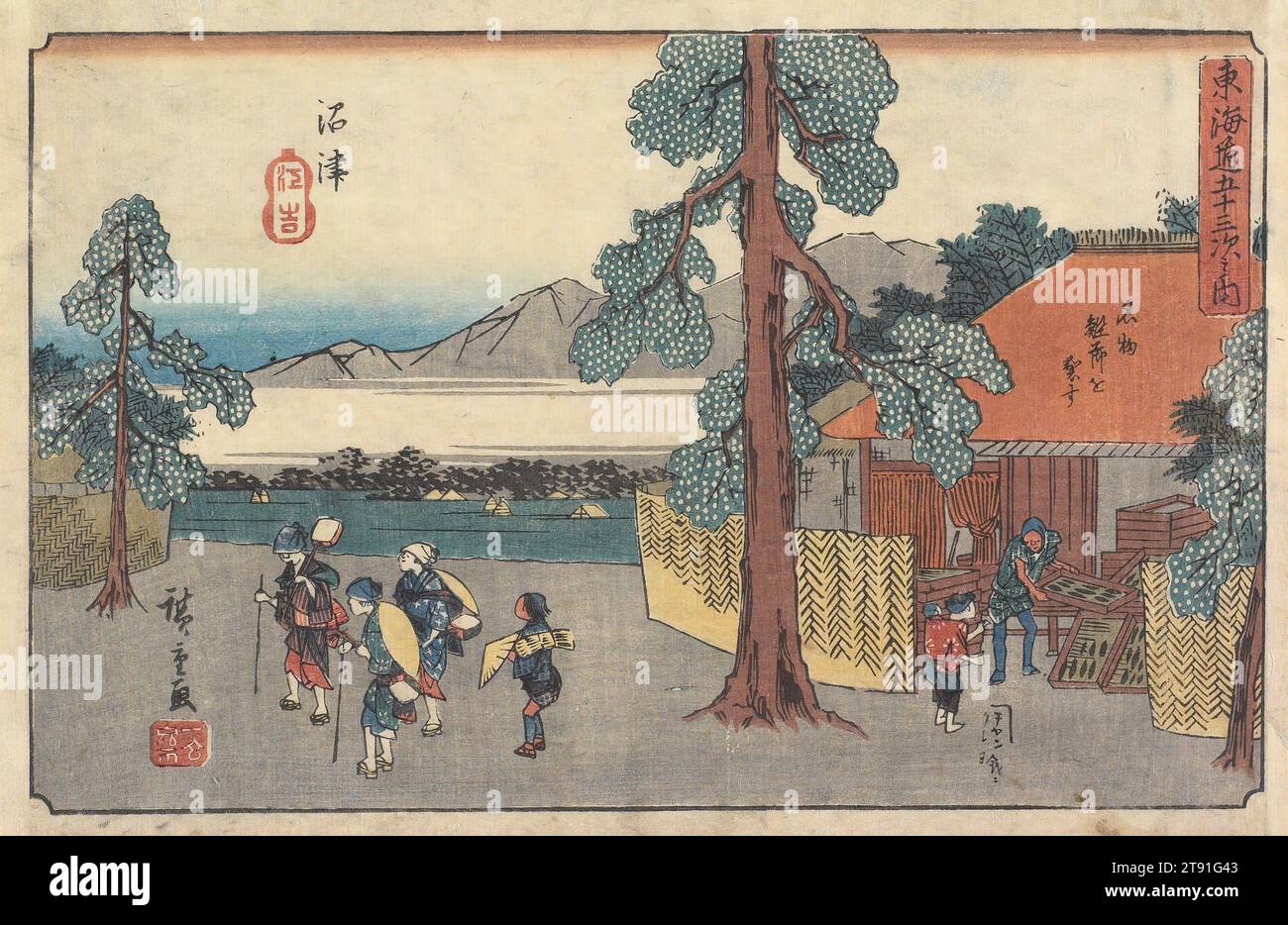 Numazu: Making the Famous Dried Fish, c. 1841-1844, Utagawa Hiroshige; Publisher: Ezakiya ...