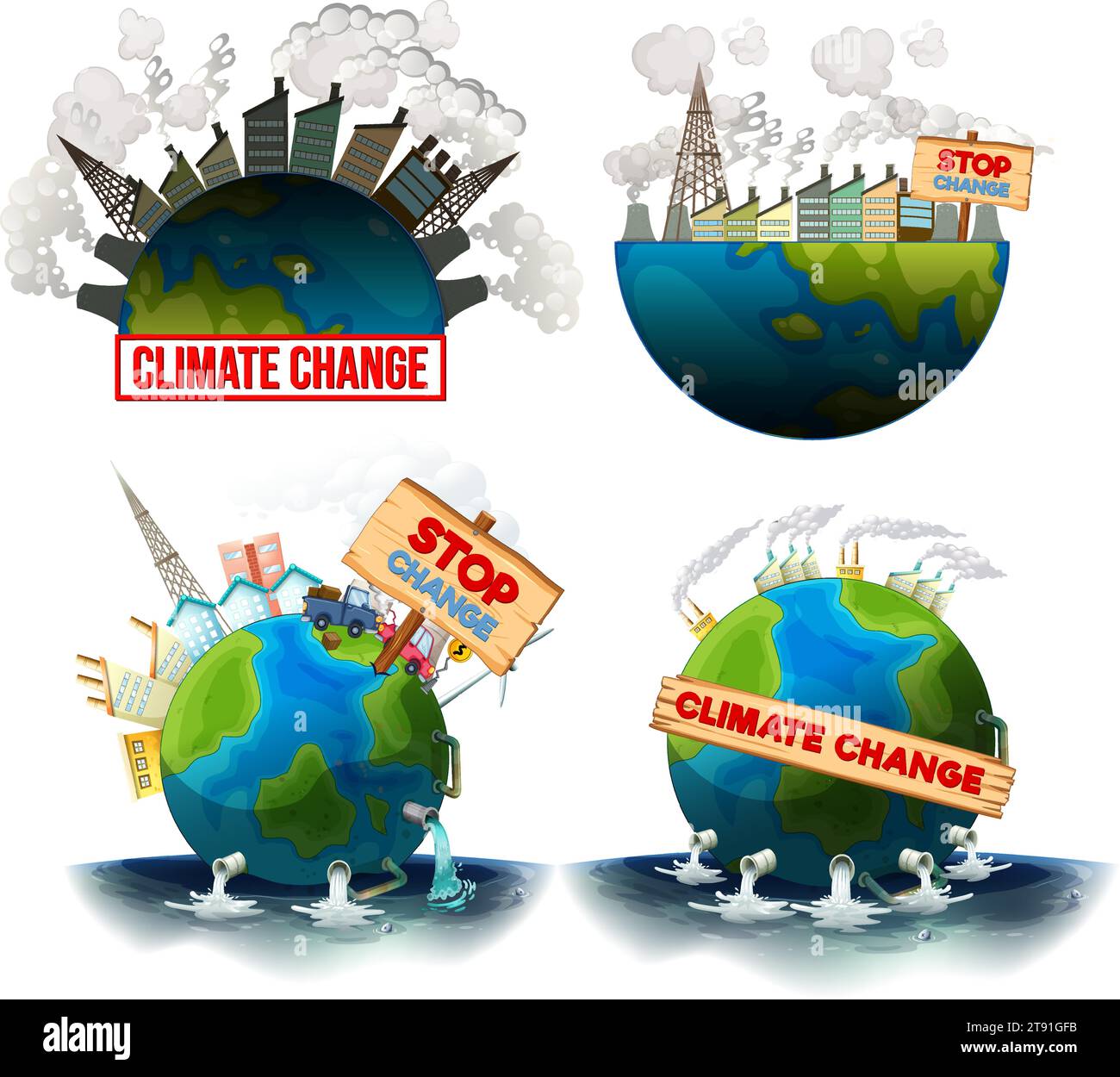 A vector cartoon banner illustrating the need to save the Earth from ...