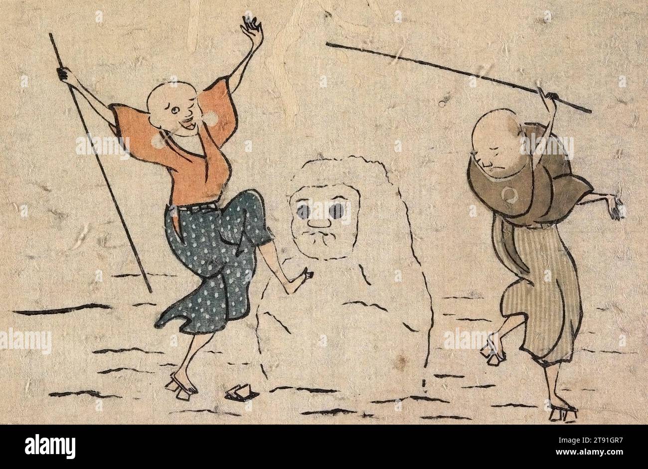 Two Blind Men and Snowman, 1780s, Attributed to Katsushika Hokusai ...