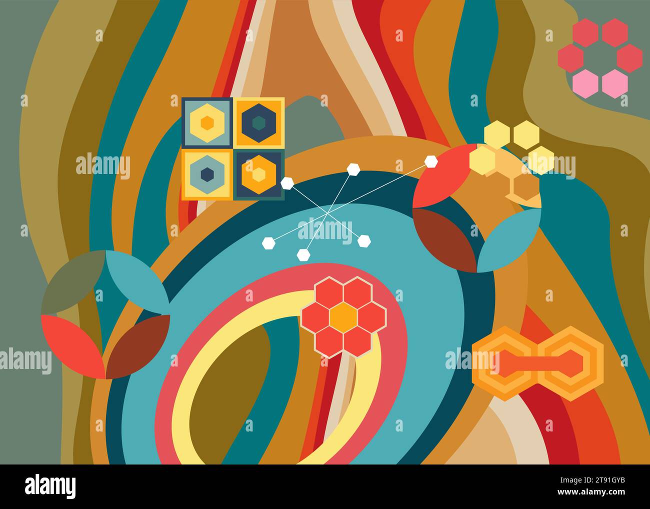 Retro 70s background with minimalistic vintage groovy abstract 1970s ...