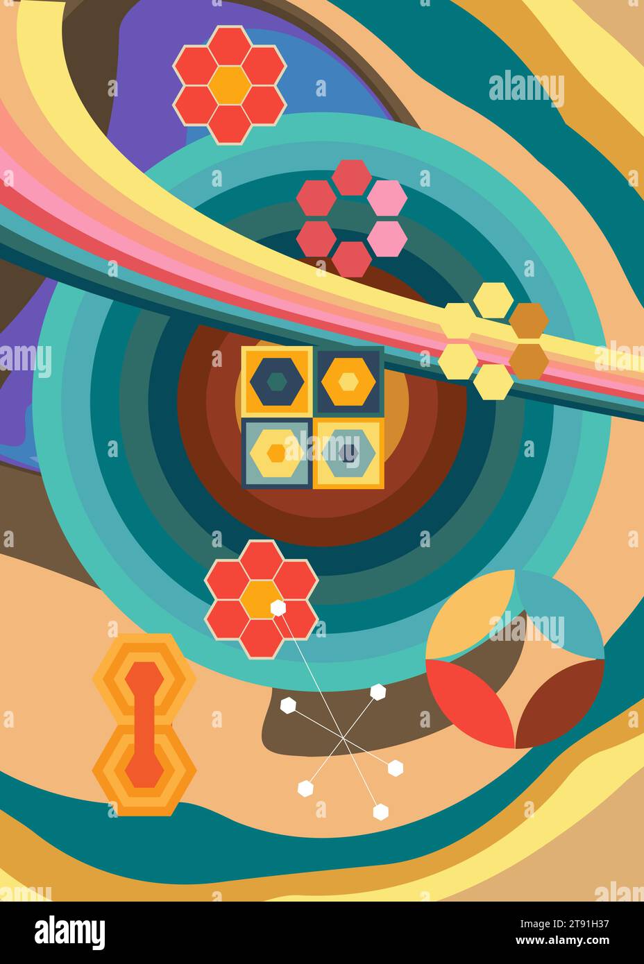 Retro 70s background with minimalistic vintage groovy abstract 1970s ...
