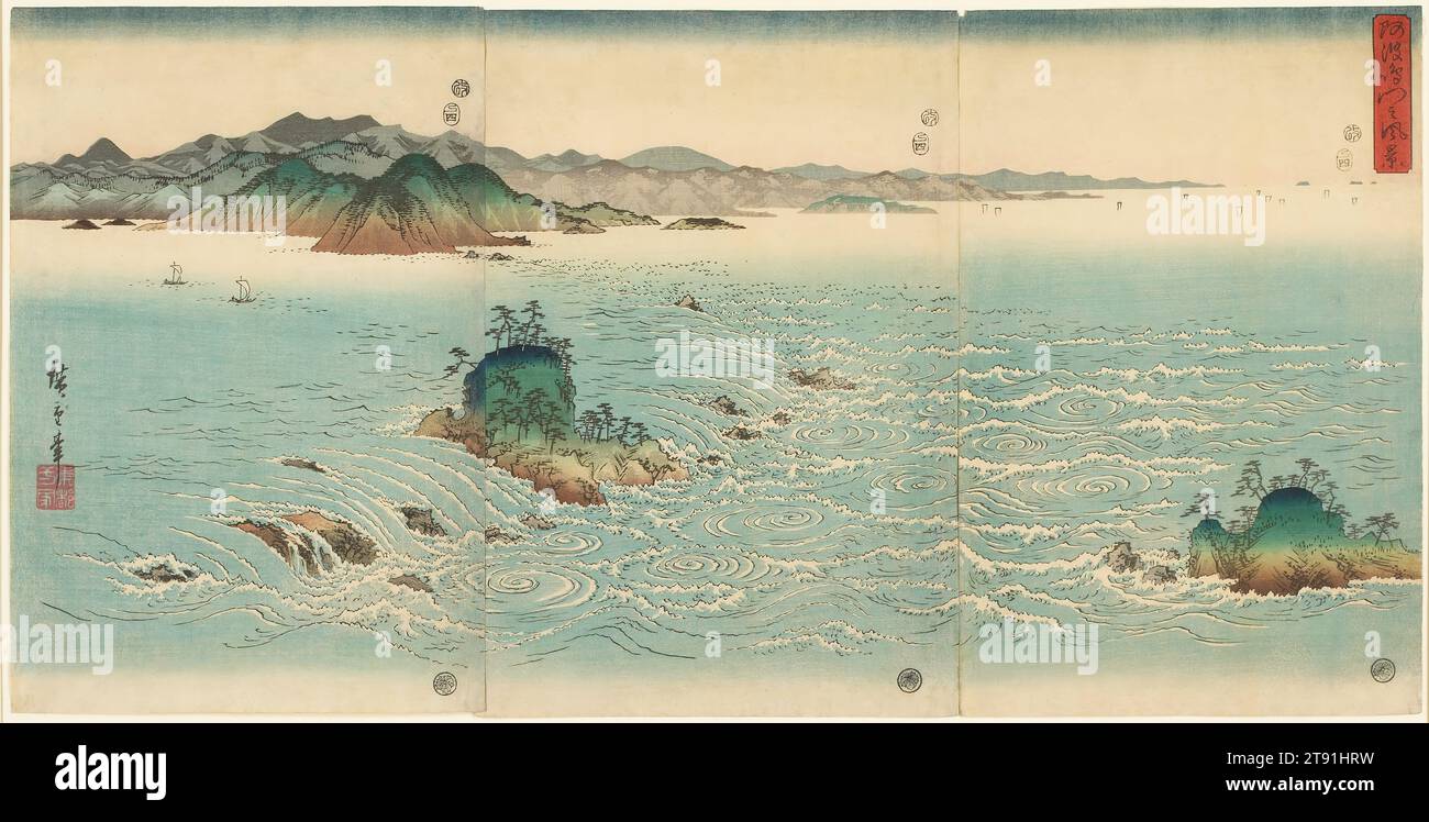 View of the Whirlpool at Awa, 1857, 4th month, Utagawa Hiroshige ...