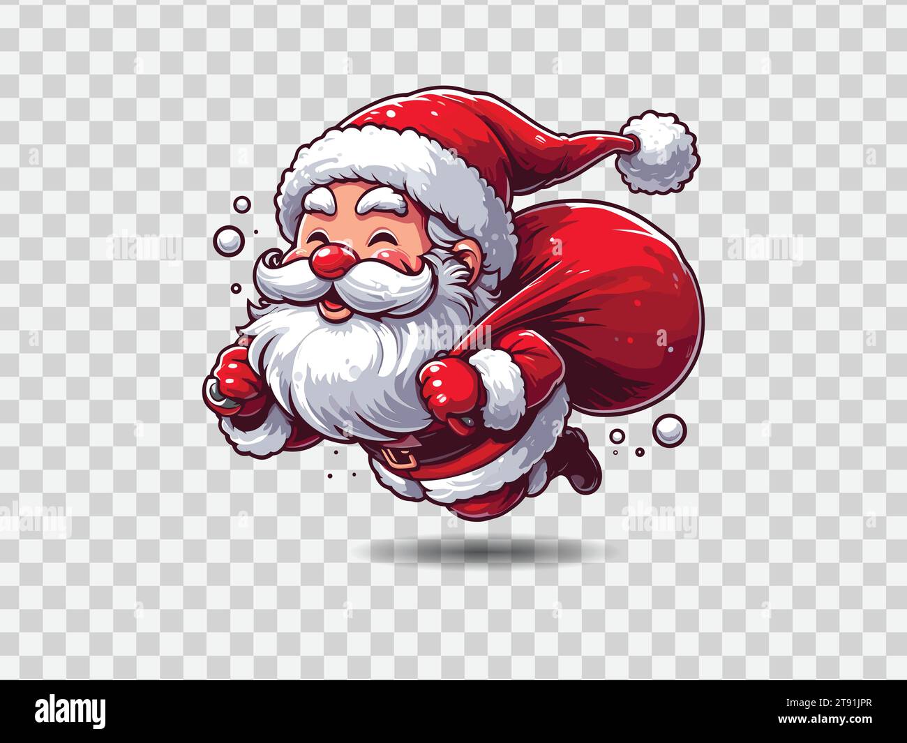 Happy Santa flying to give gifts, vector illustrations, mascot, cartoon ...