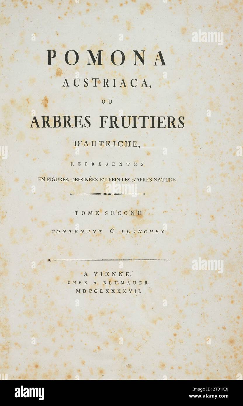 Title Page from Pomona Austriaca,/ ou/ Arbres Fruittiers/ D'Austriche ...