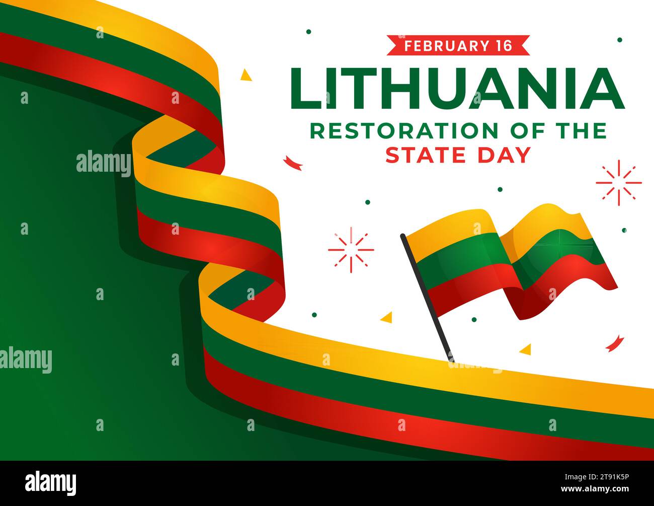 Lithuania Restoration of the State Day Vector Illustration on 16 ...