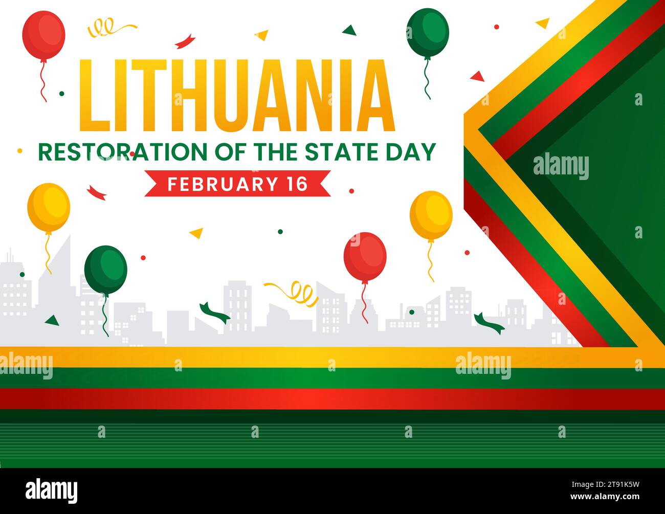 Lithuania Restoration of the State Day Vector Illustration on 16 ...