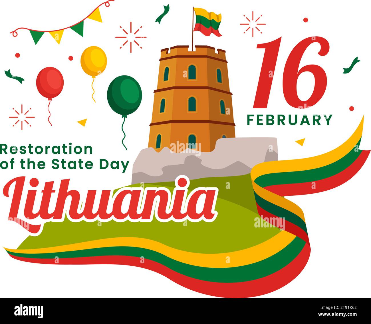 Lithuania Restoration of the State Day Vector Illustration on 16 ...