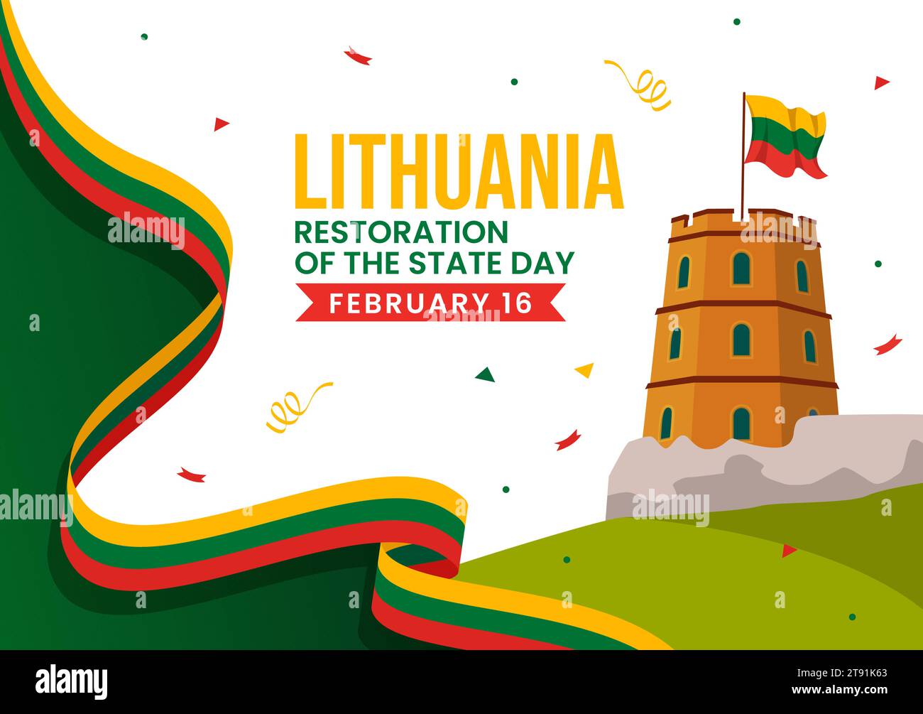 Lithuania Restoration of the State Day Vector Illustration on 16 ...