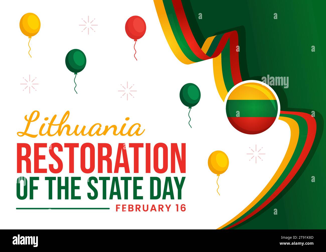 Lithuania Restoration of the State Day Vector Illustration on 16 ...