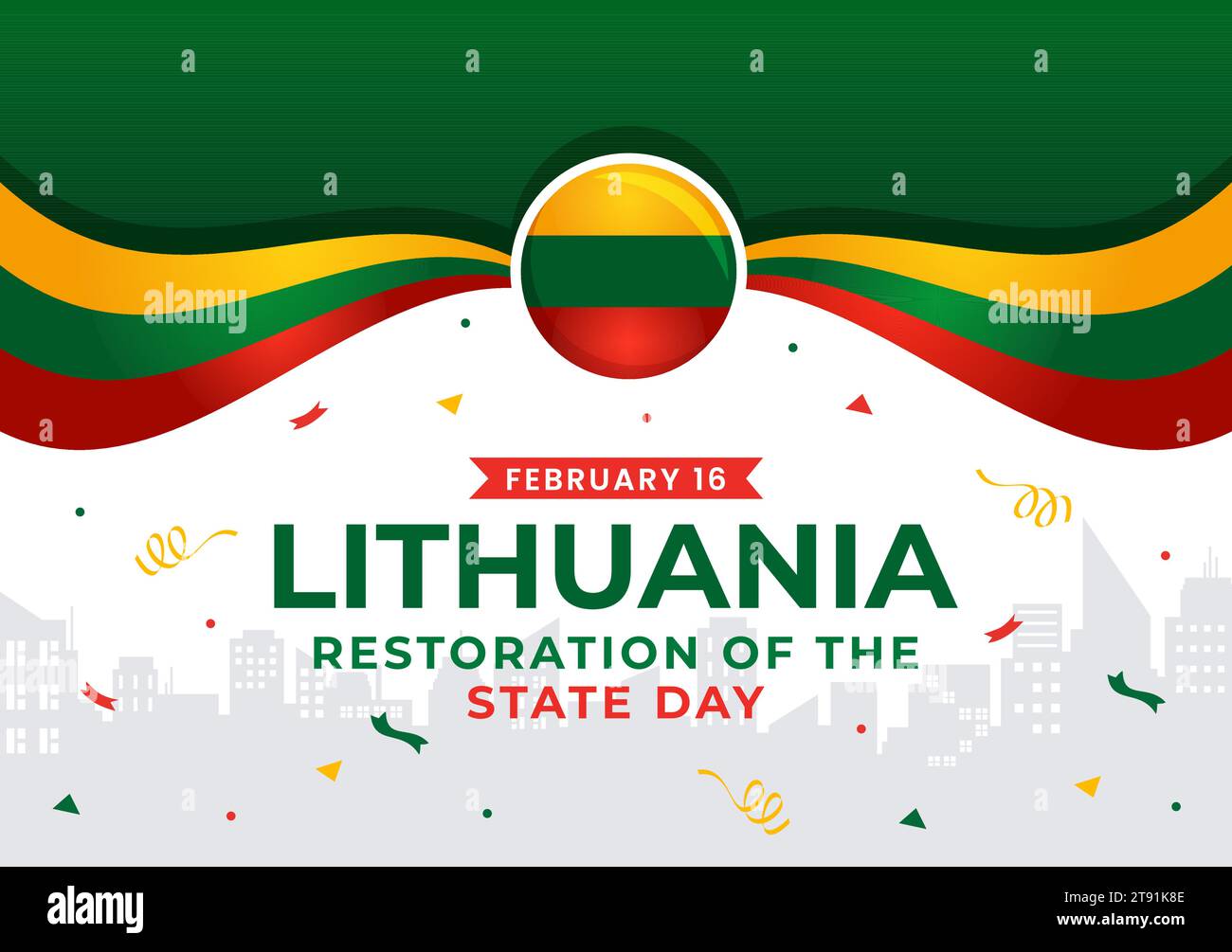 Lithuania Restoration of the State Day Vector Illustration on 16 ...